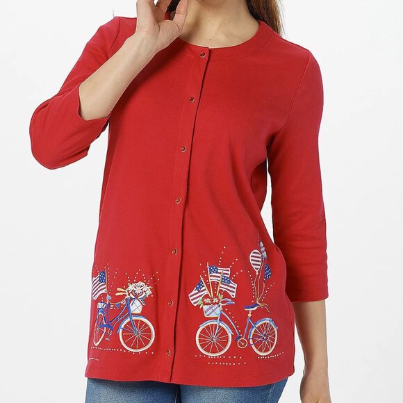 Quacker Factory | Sweaters | Quacker Factory Madras Plaid Appliqued ...